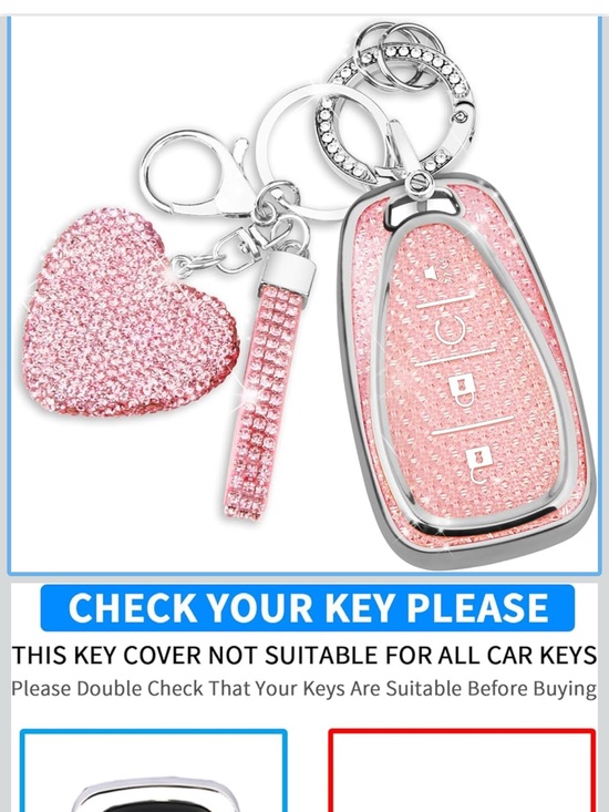 Bags | Pink Rhinestone Car Key Fob Cover Charm Set | Poshmark